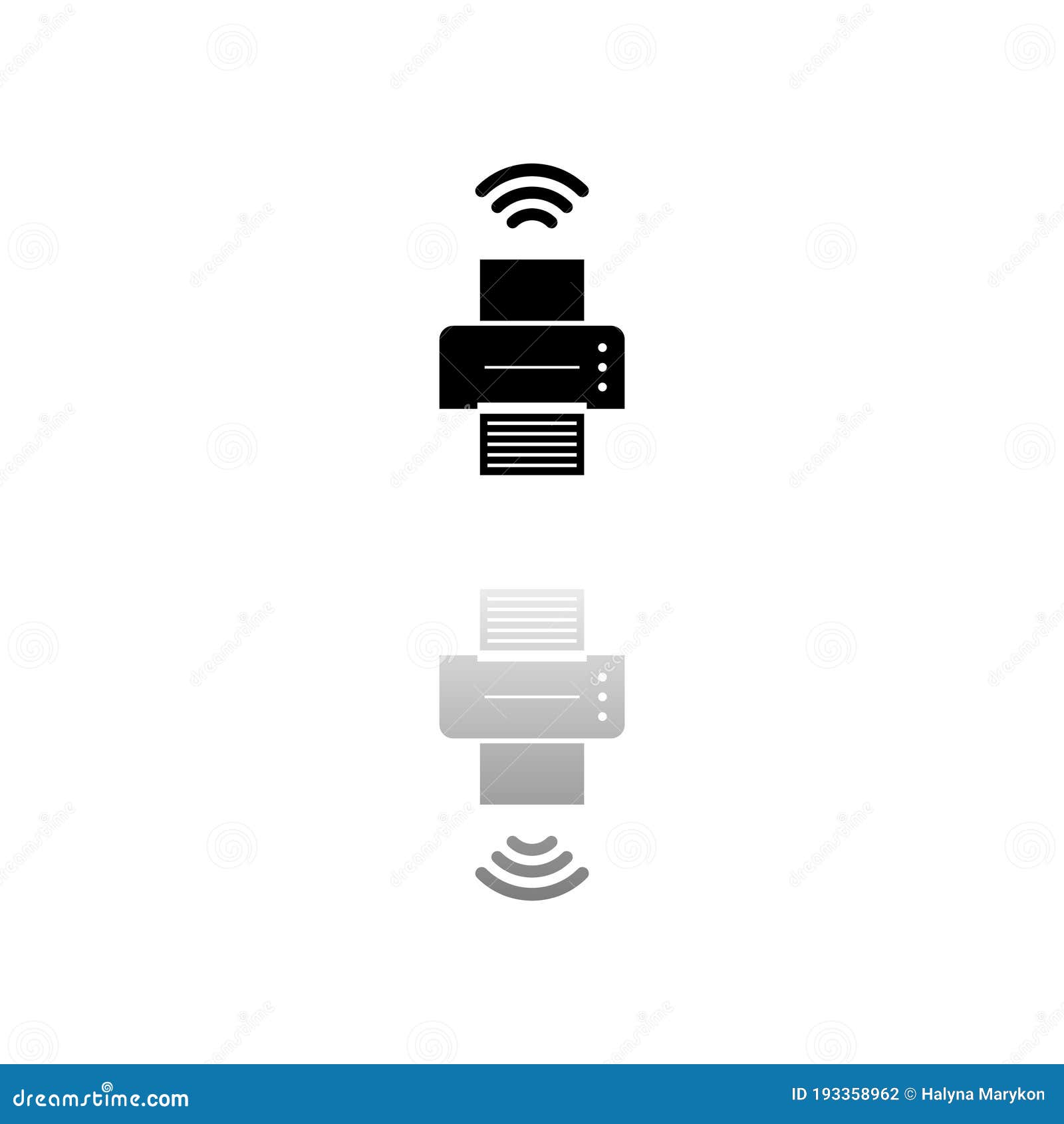 Printer with Wi-fi Connection Icon Flat Stock Illustration ...