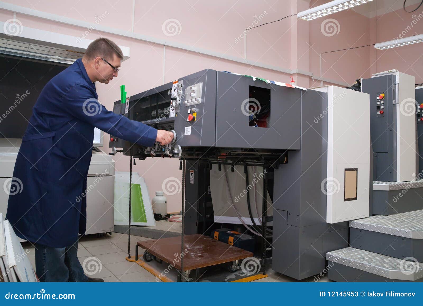 Printer Working at Offset Machine Stock Image - Image of production ...