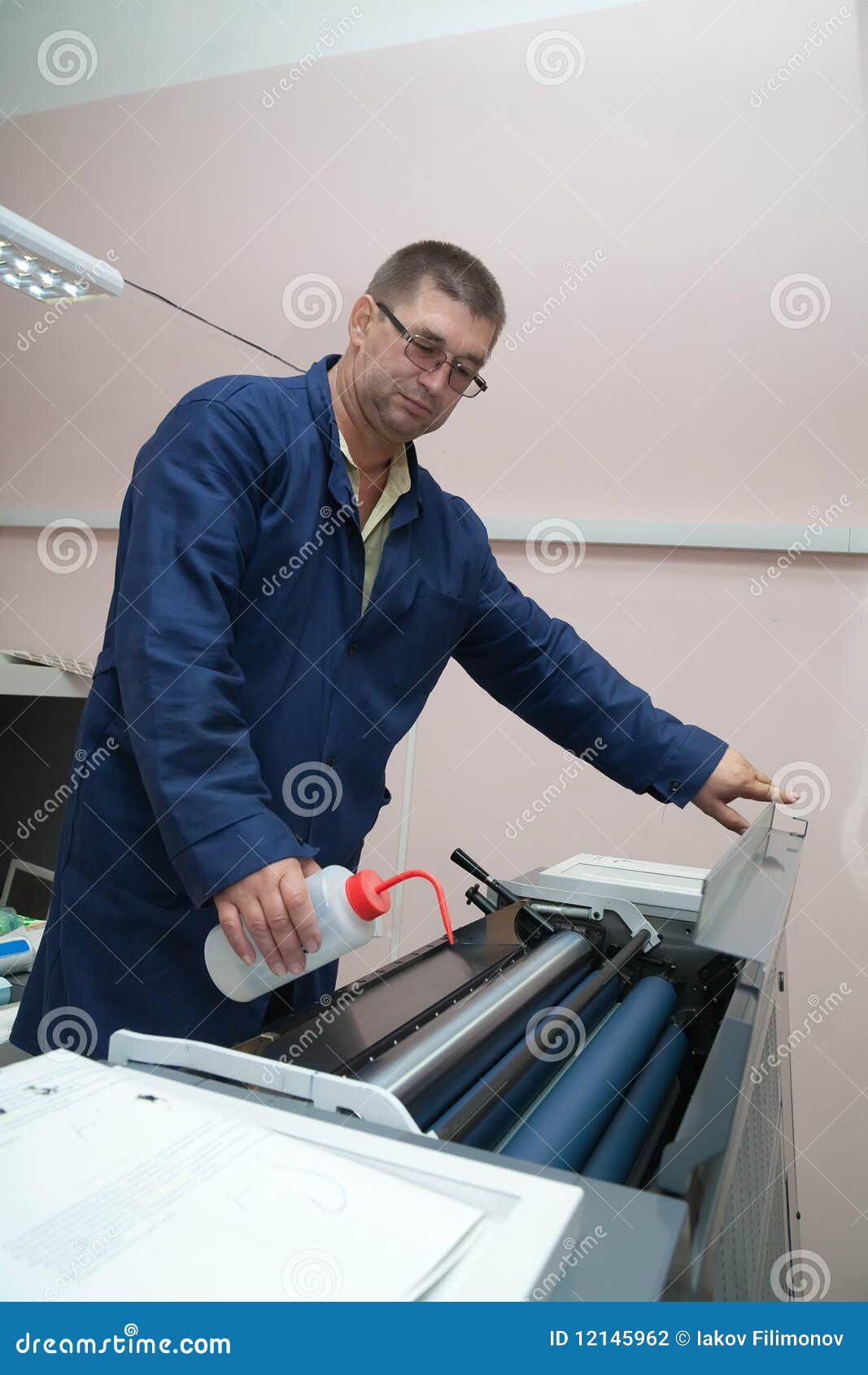 Printer Working at Offset Machine Stock Photo - Image of industry ...