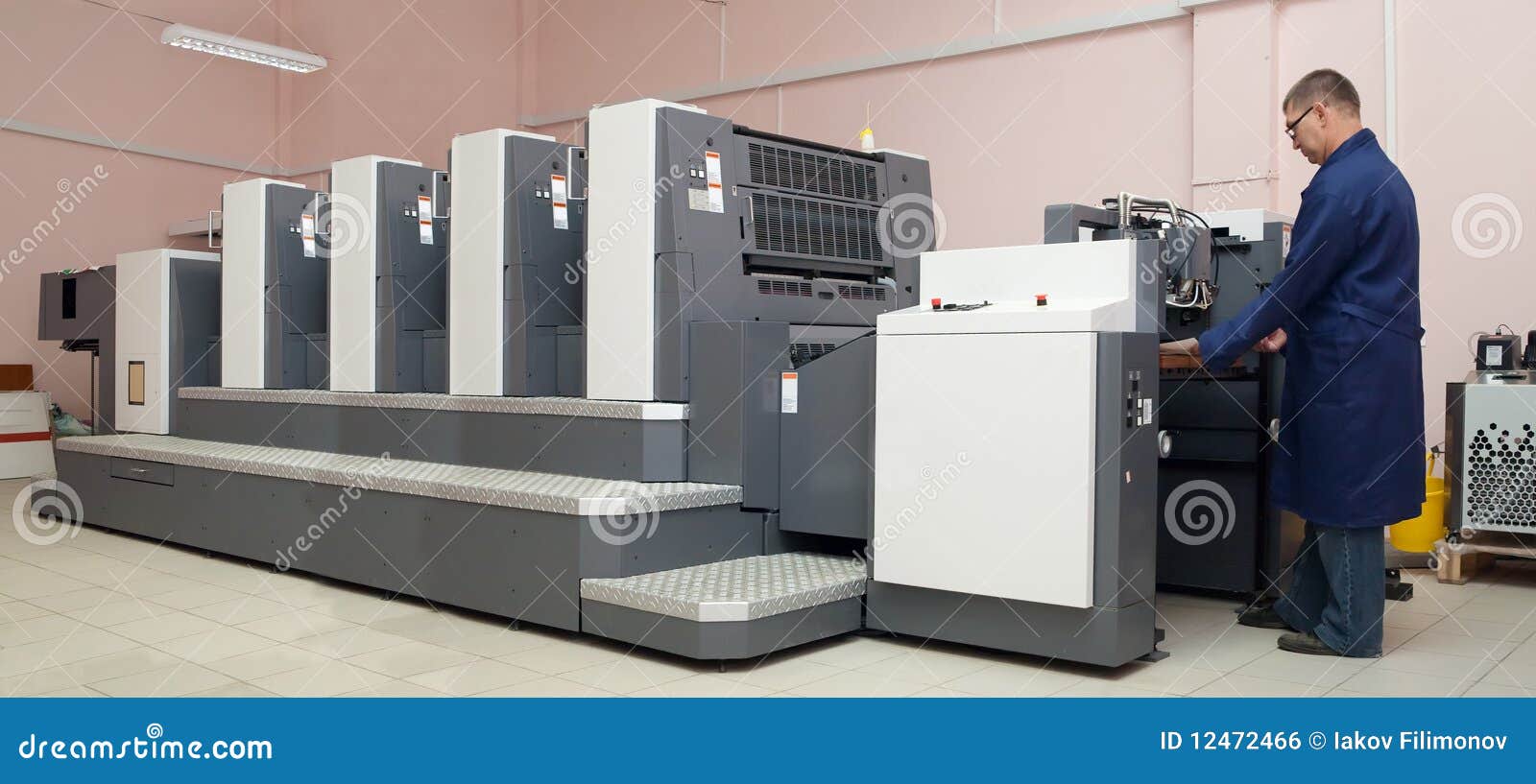 Printer Working at Offset Machine Stock Photo - Image of equipment ...