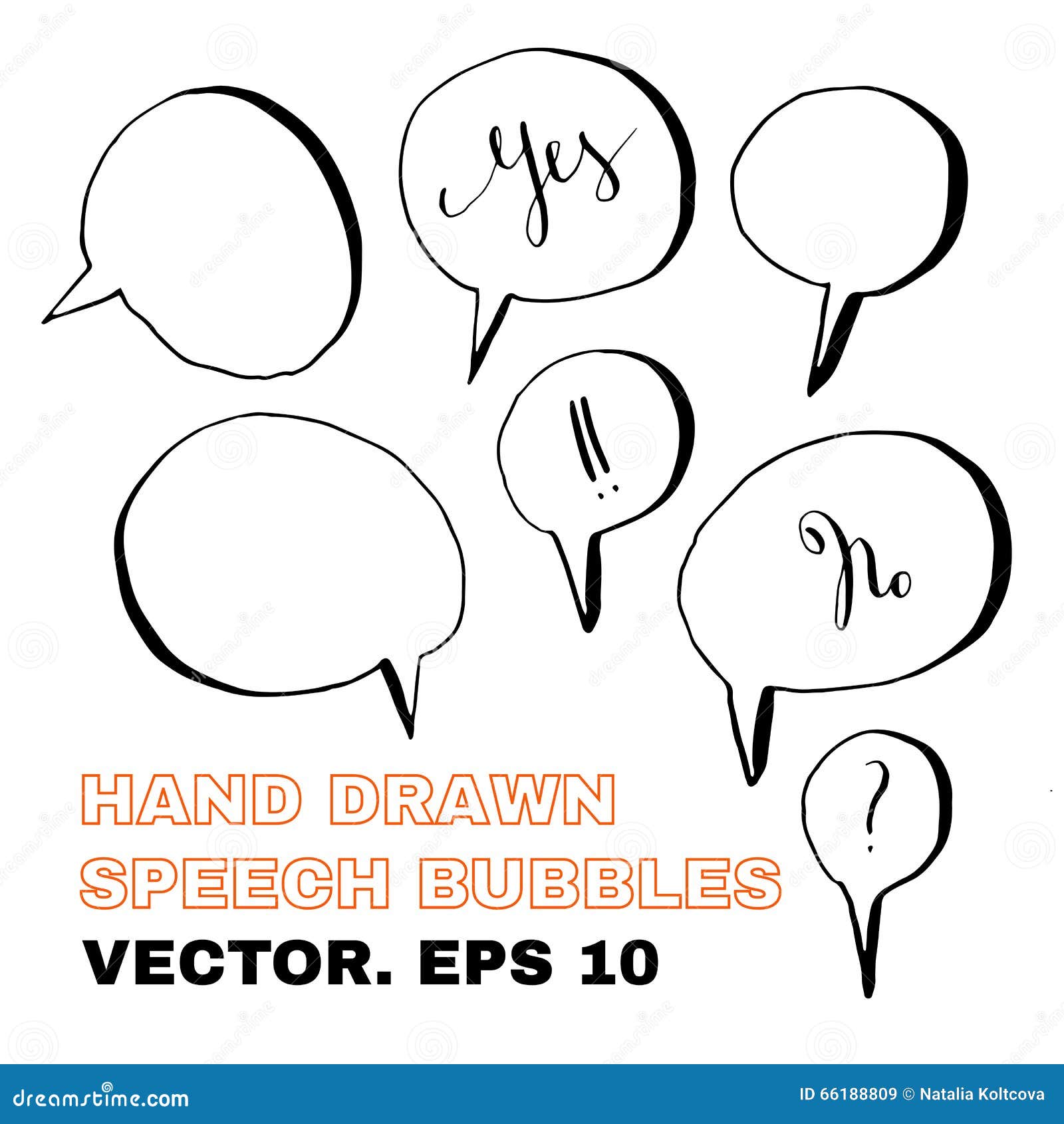 PrintHand Drawn Speech Bubbles. Stock Vector - Illustration of contour ...
