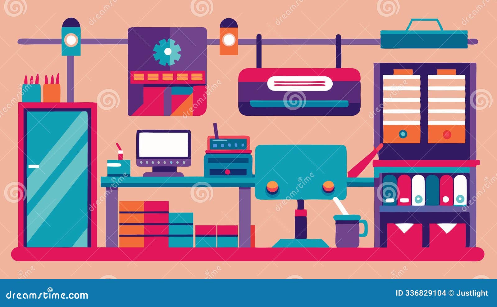 The Printing Area with a Screen Printing Machine Drying Racks for ...