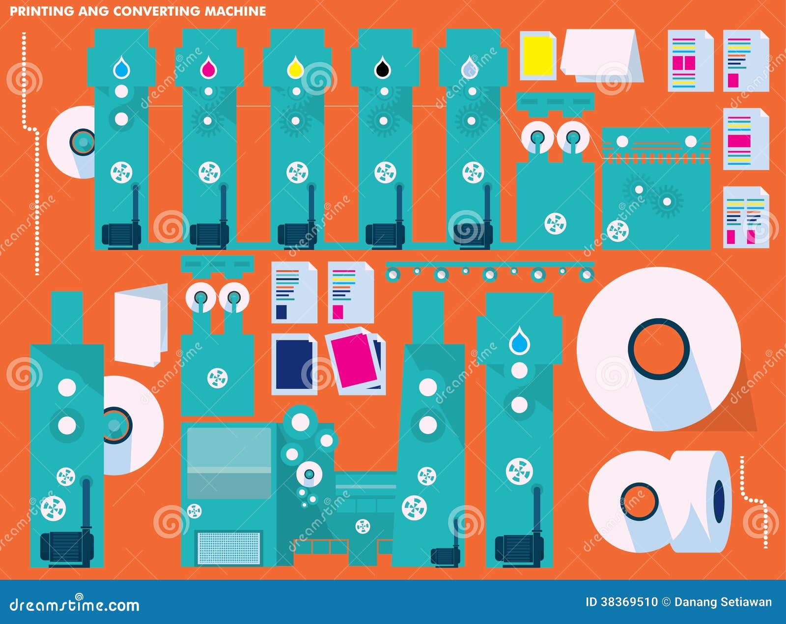 Set Of Lithographic Tools Cartoon Icon Design Template With Various ...