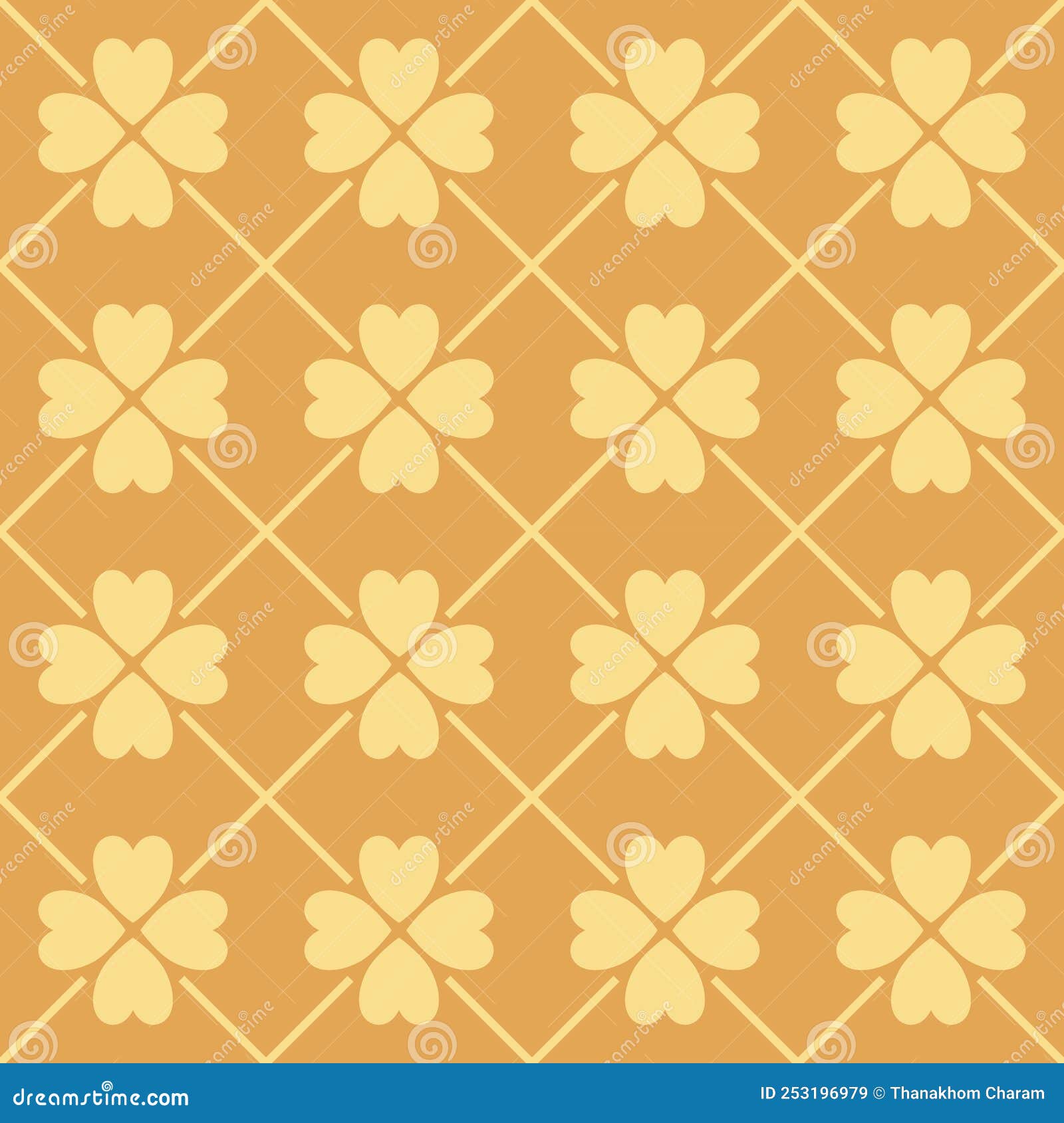 Monochrome Yellow Floral Zig Zag Pattern Stock Illustration ...