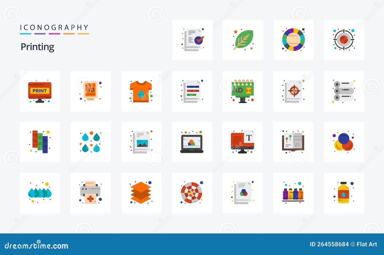 25 Printing Flat Color Icon Pack Stock Vector - Illustration of colour ...