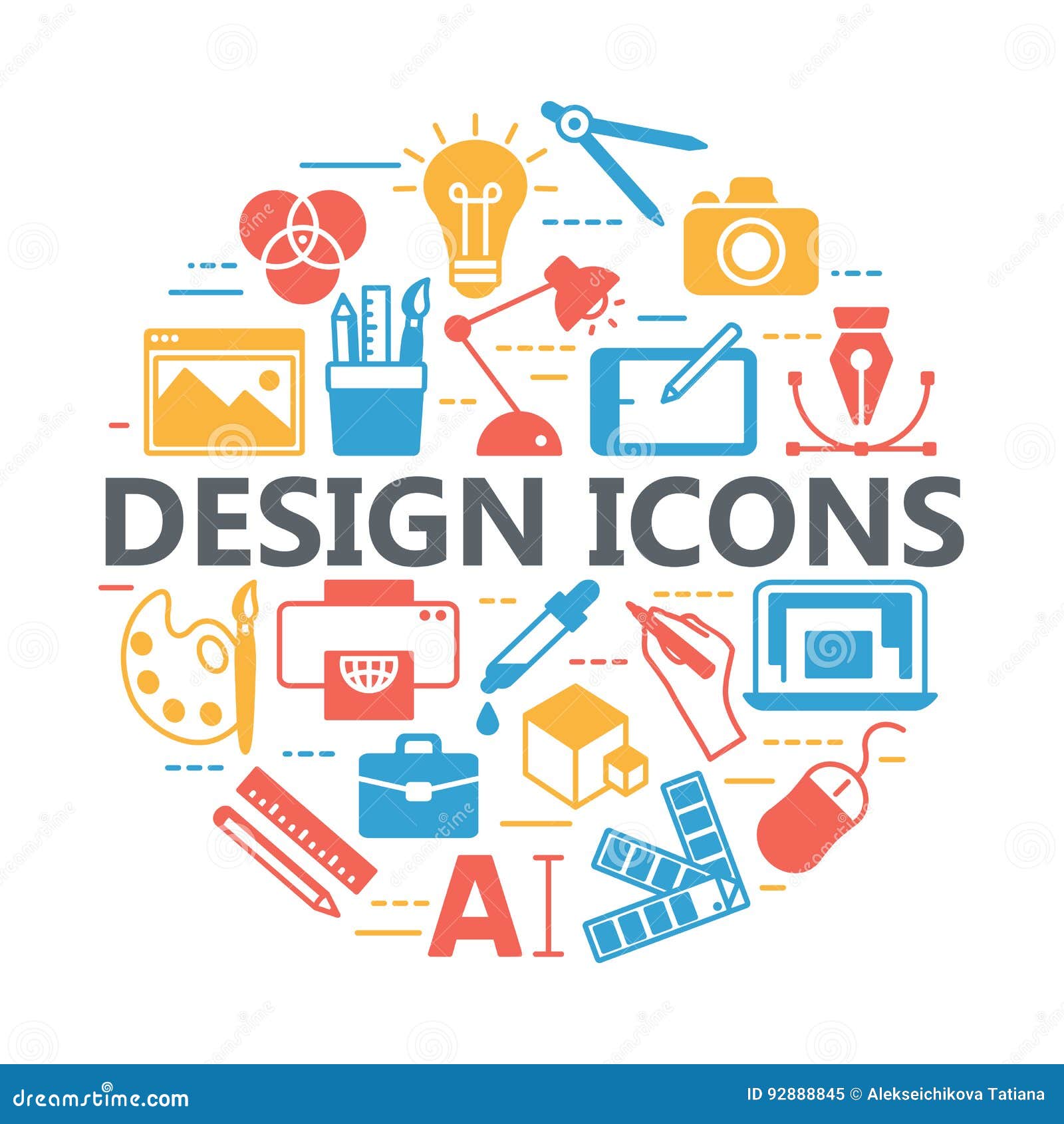Printing and Graphic Design Icons. Stock Vector - Illustration of icon ...