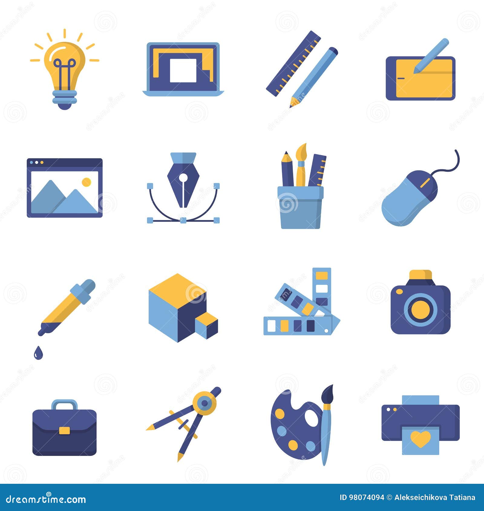 Printing and Graphic Design Icons. Stock Vector - Illustration of lamp ...