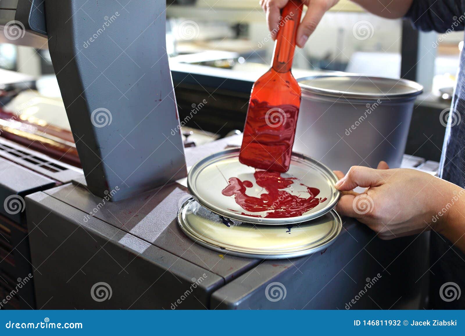 Printing. Printing Machine. the Printer Applies Ink Inks. the Printing ...