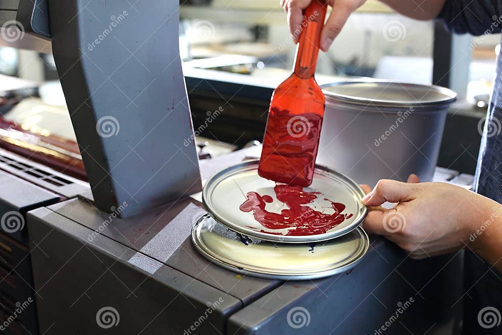 Printing. Printing Machine. the Printer Applies Ink Inks. the Printing ...