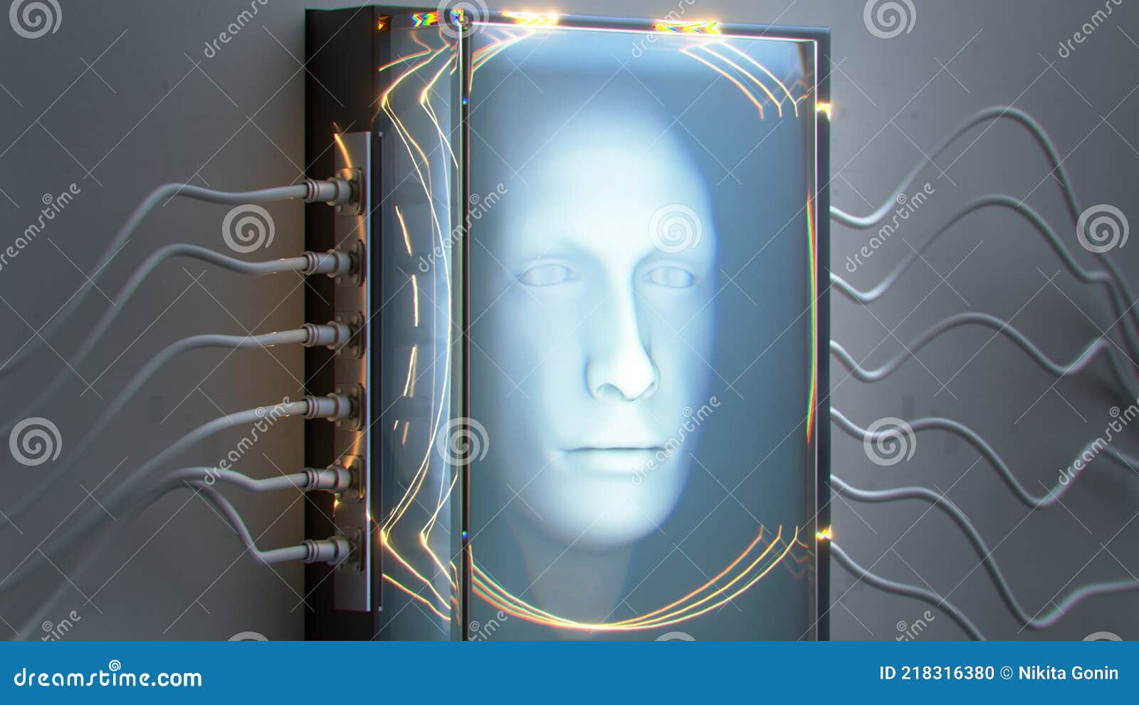Printing Human Face 3D Render Stock Illustration - Illustration of face ...