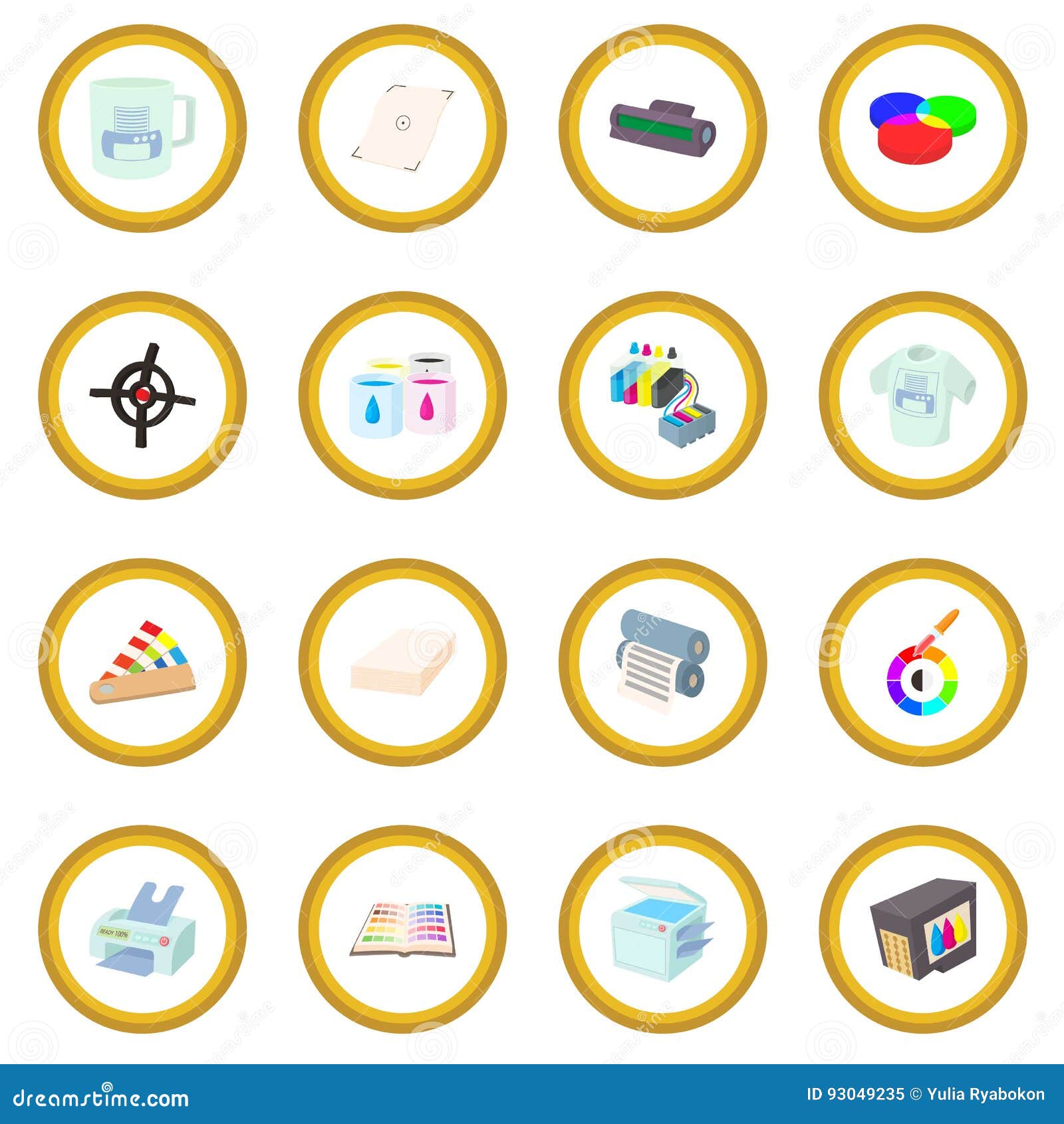 Printing icon circle stock vector. Illustration of document - 93049235