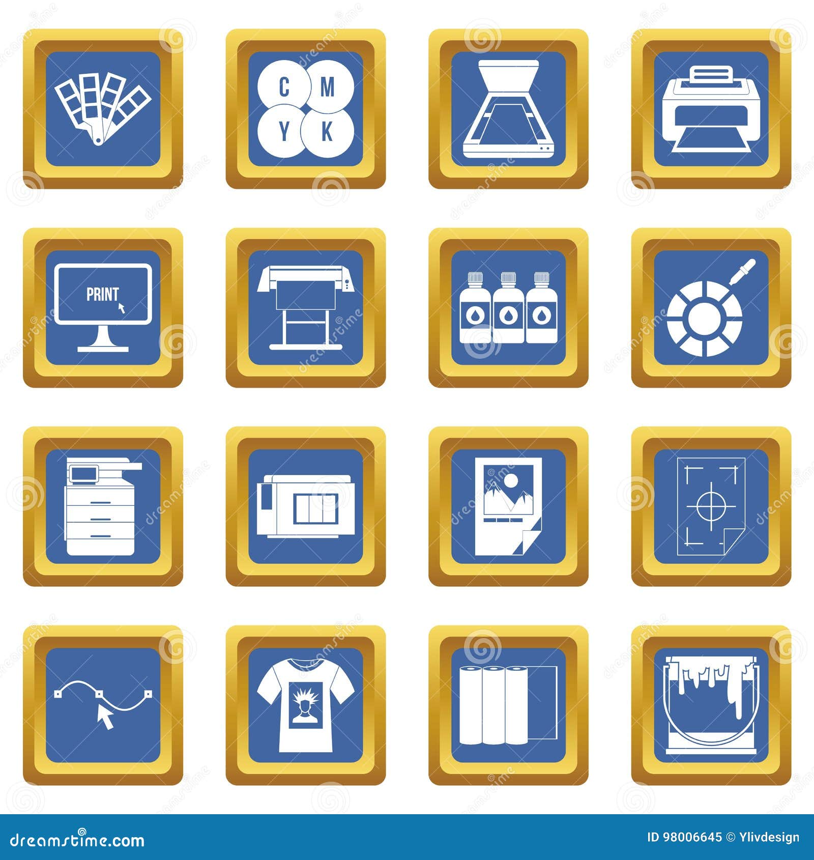 Printing icons set blue stock vector. Illustration of print - 98006645