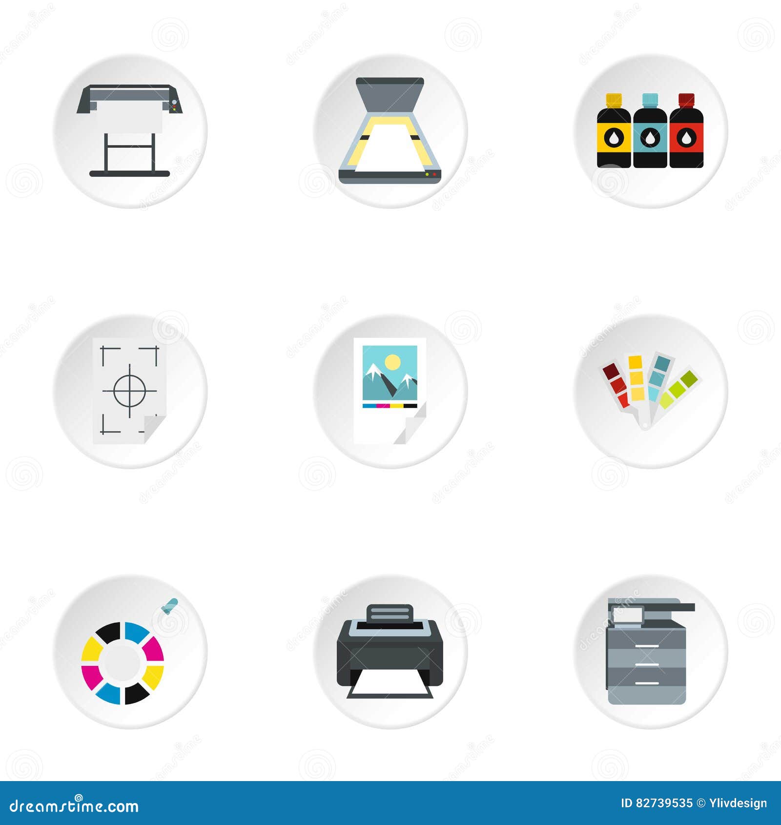 Printing Icons Set, Flat Style Stock Vector - Illustration of ...