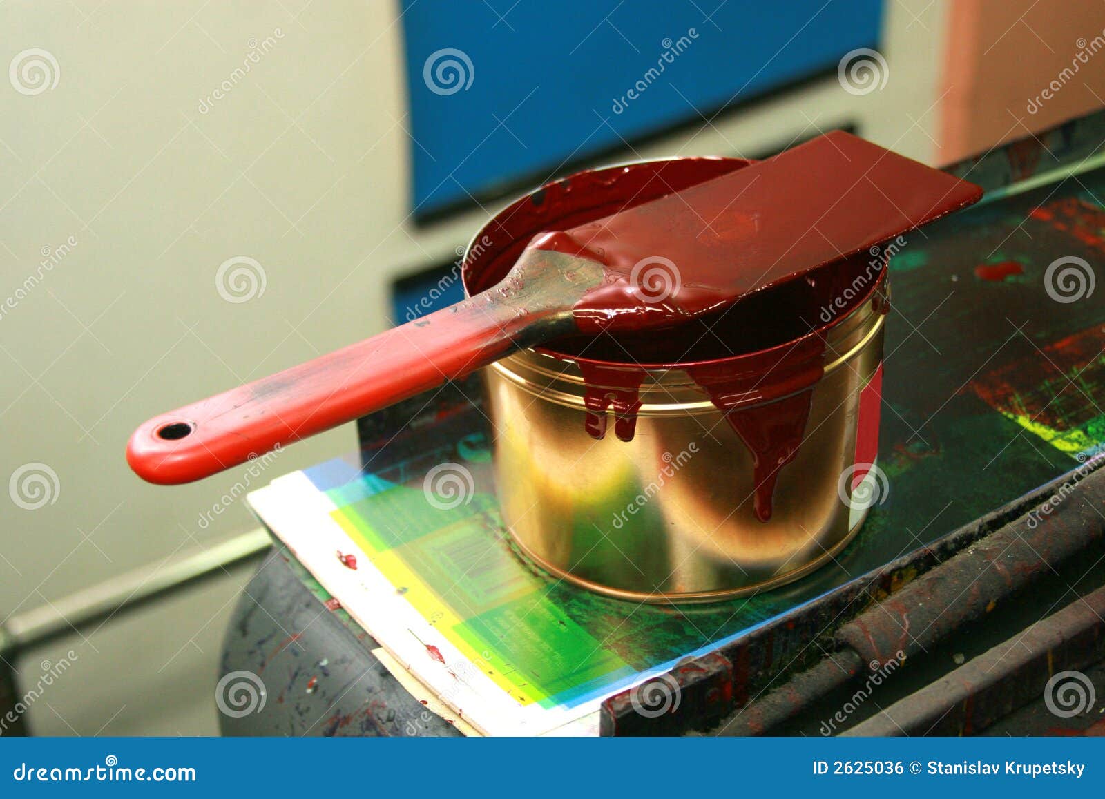 Printing Ink Pail and Paddle Stock Photo - Image of consistent, process ...