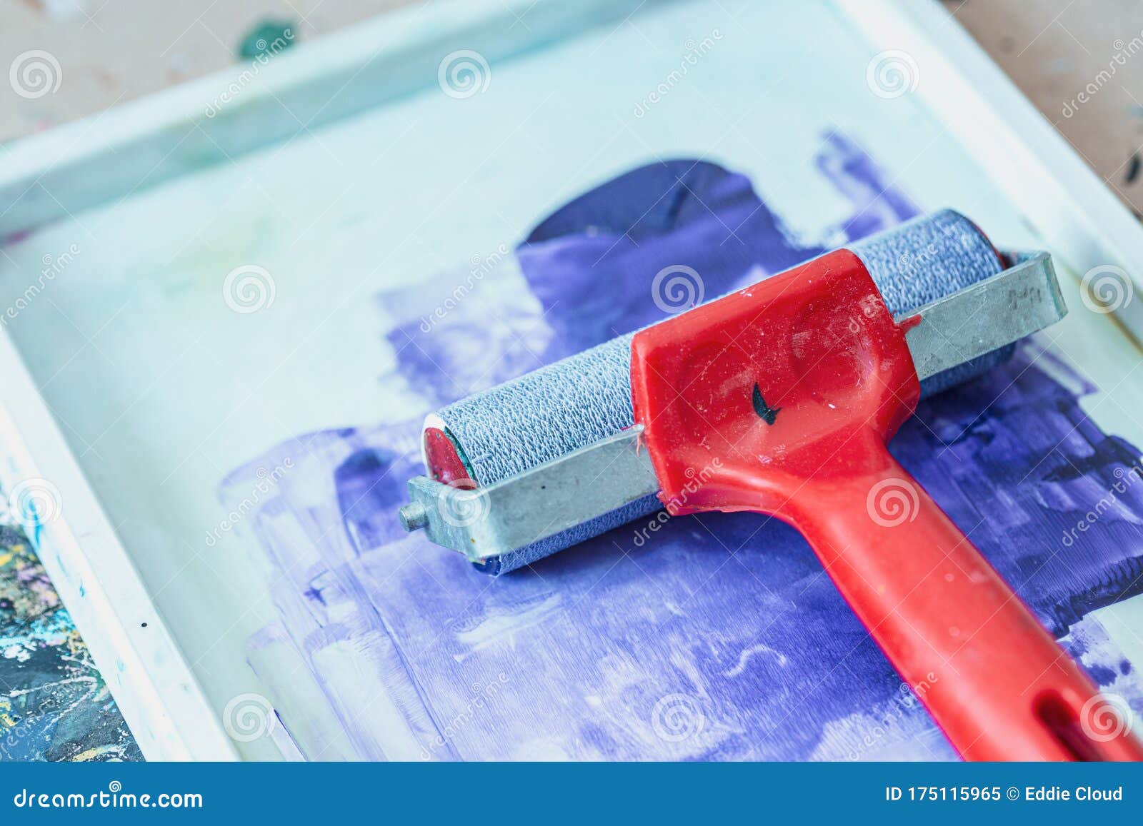 Printing Ink Roller on Tray Stock Image - Image of gelli, macro: 175115965