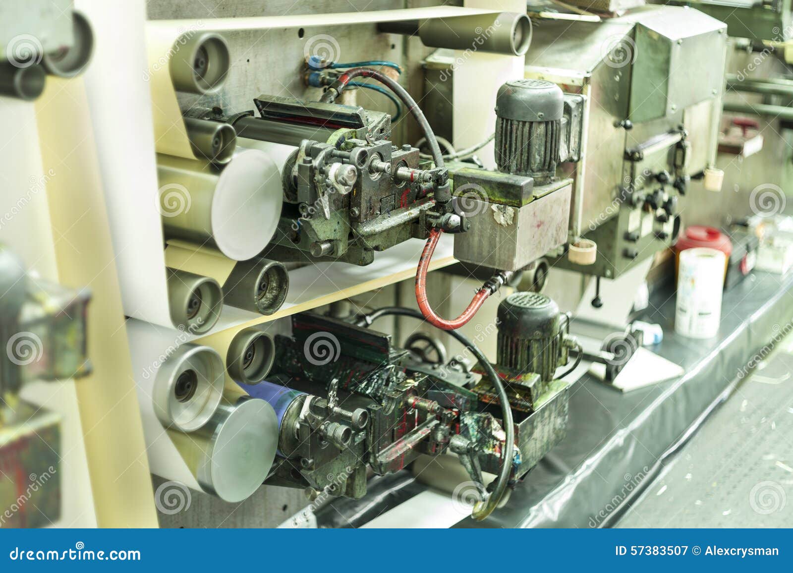 Printing Labels on Offset Machine Stock Image - Image of blurred ...