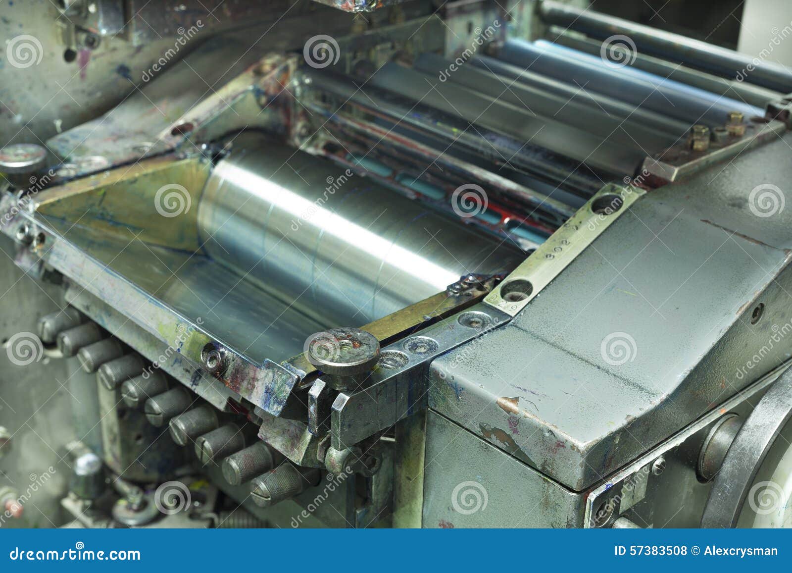 Printing Labels on Offset Machine Stock Photo - Image of blurred ...