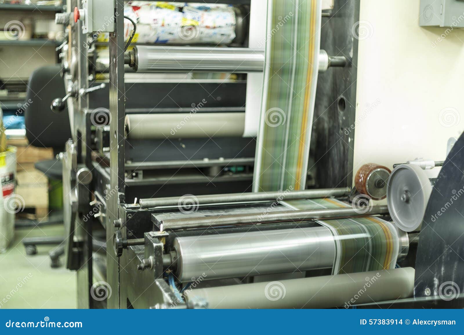 Printing Labels on Offset Machine Stock Photo - Image of press, motion ...