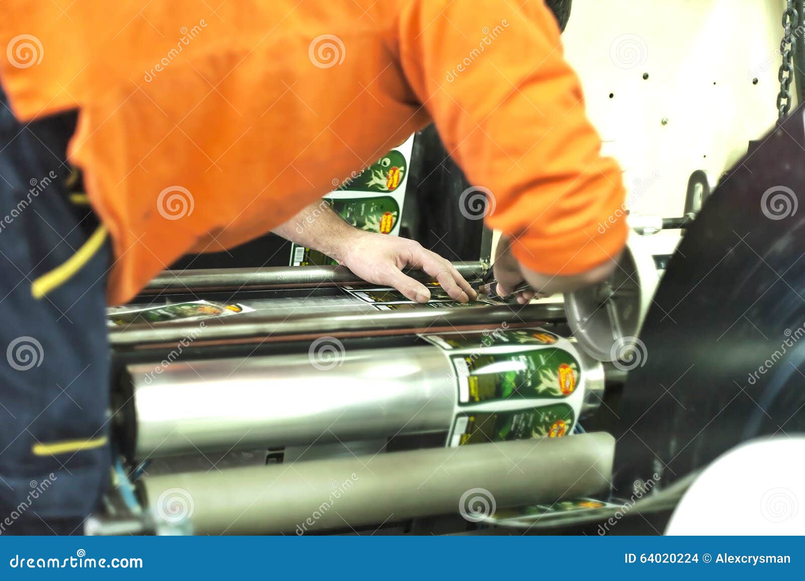 Printing Labels on Offset Machine Stock Photo - Image of machinery ...