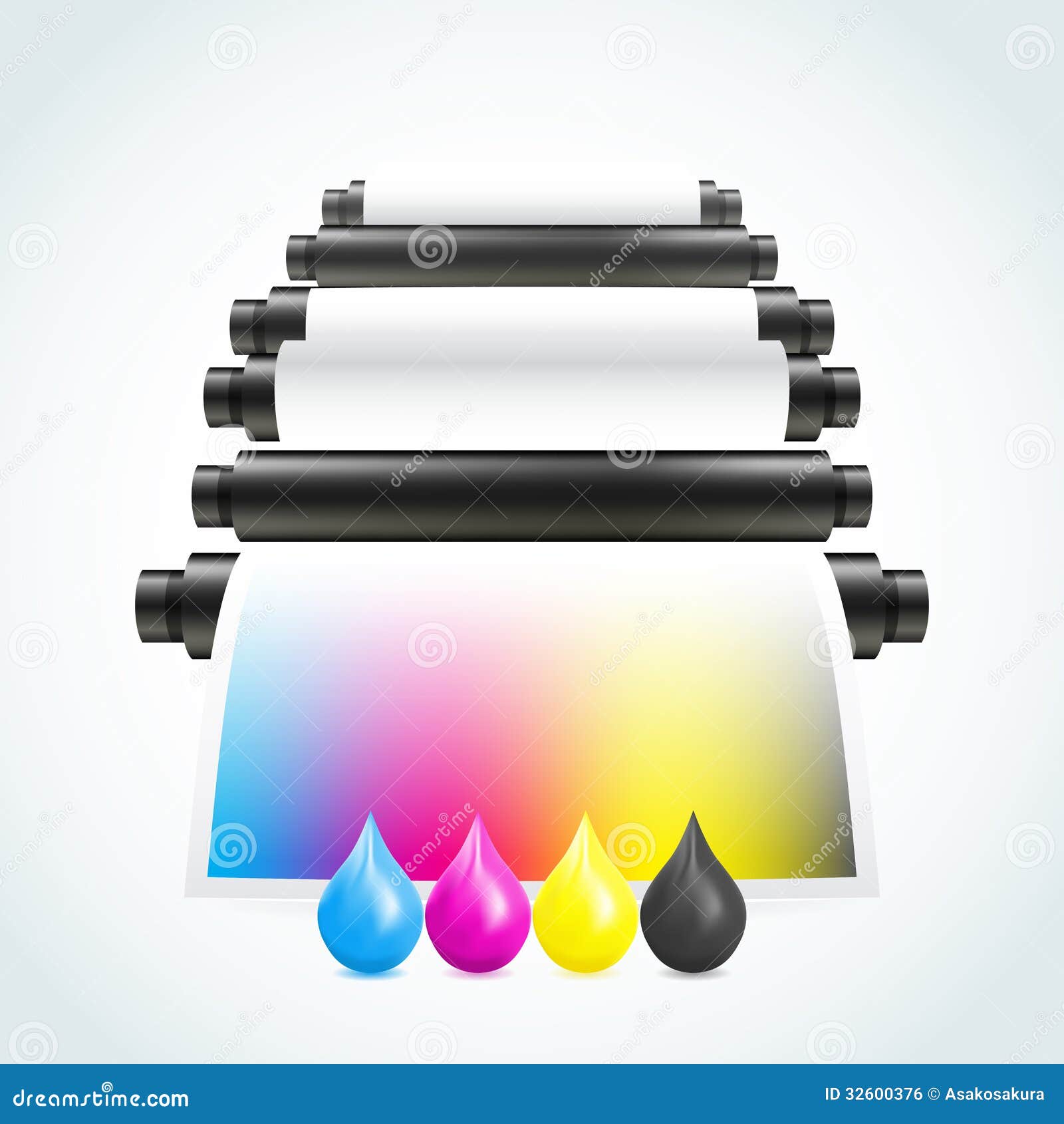 Printing Machine - Offset Printing Press Vector Illustration ...
