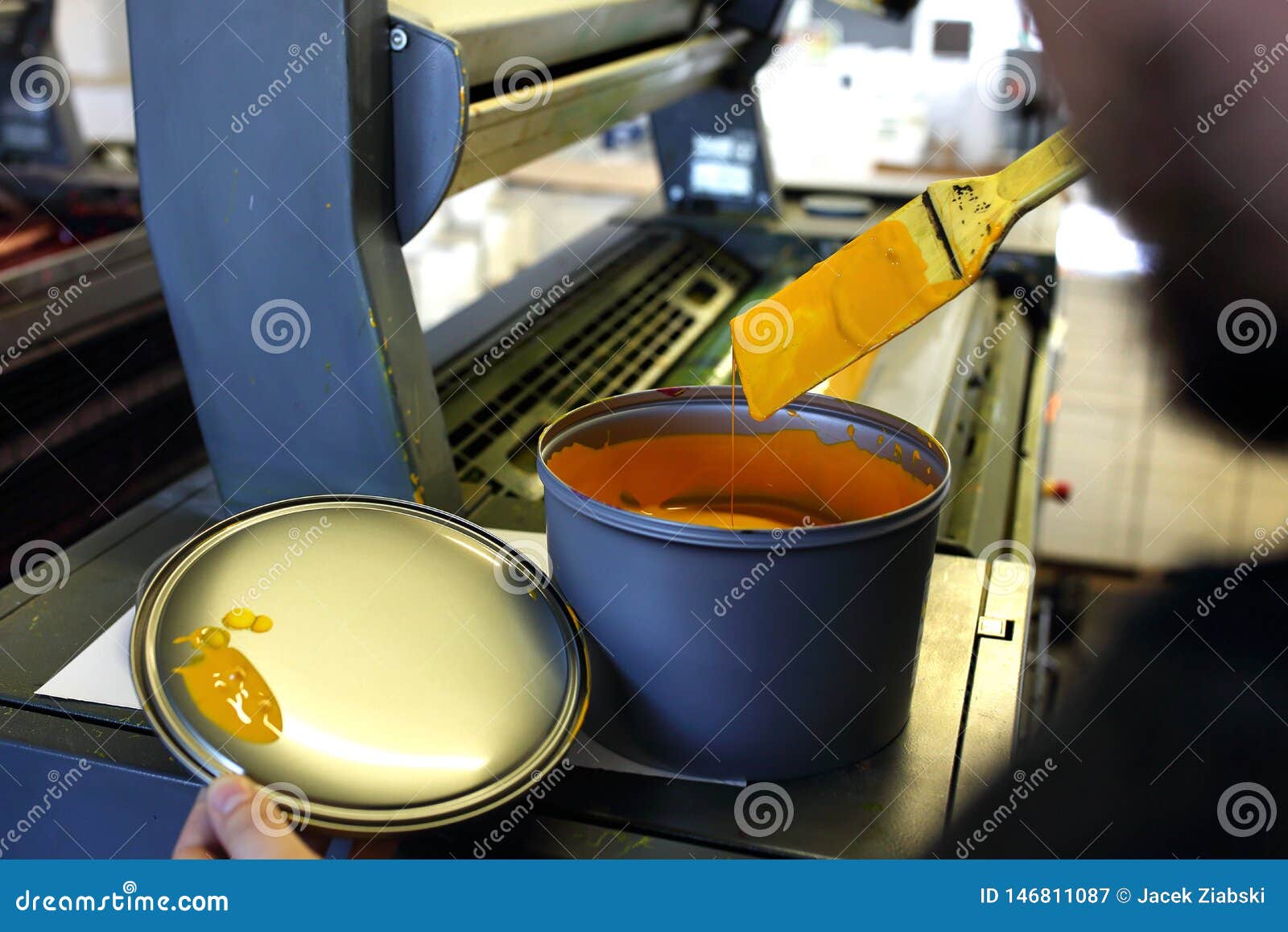 Printing. Printing Machine. the Printer Applies Ink Inks. the Printing ...