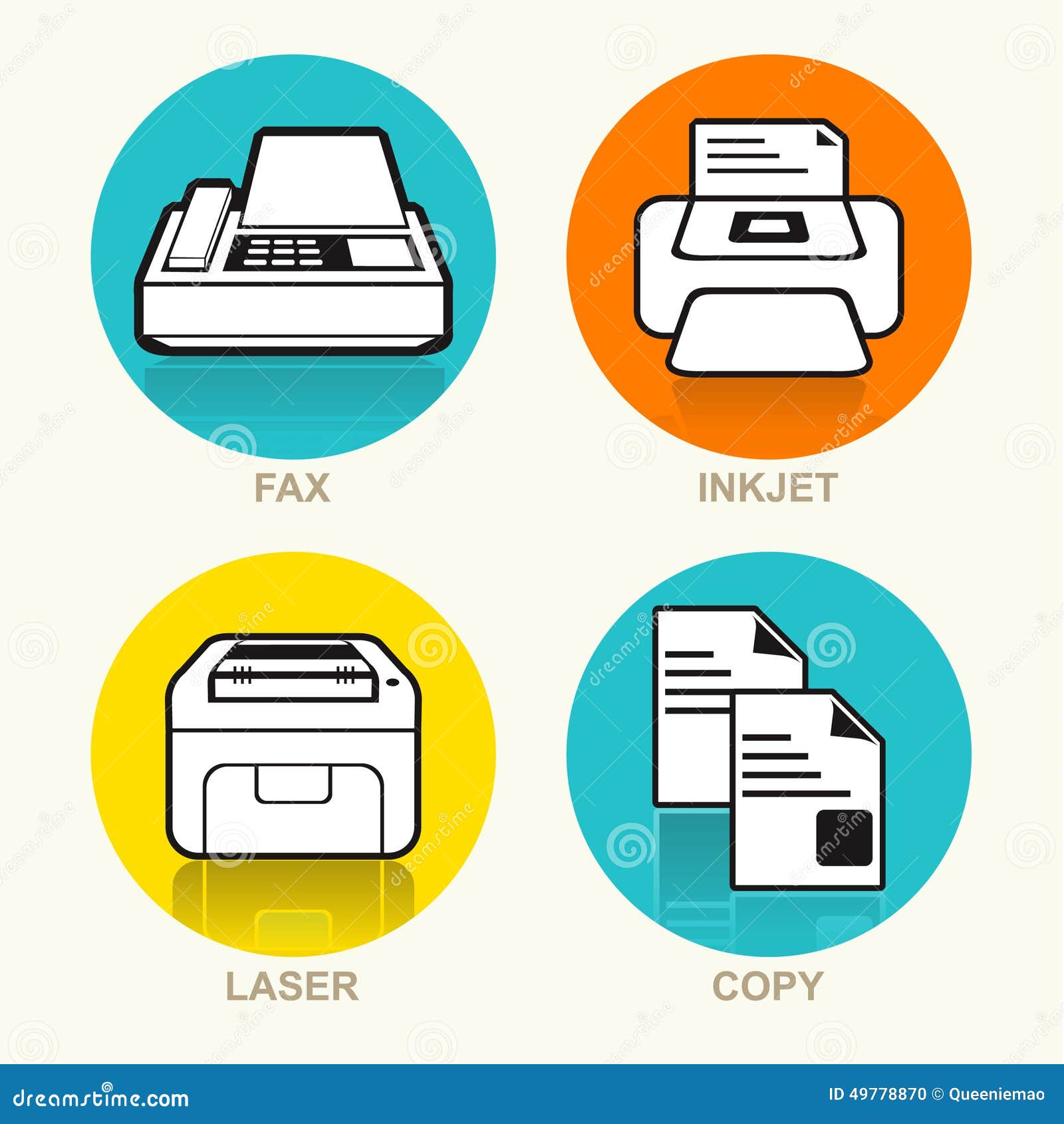 Printing Machine Vector Icon Set Stock Illustration - Illustration of ...
