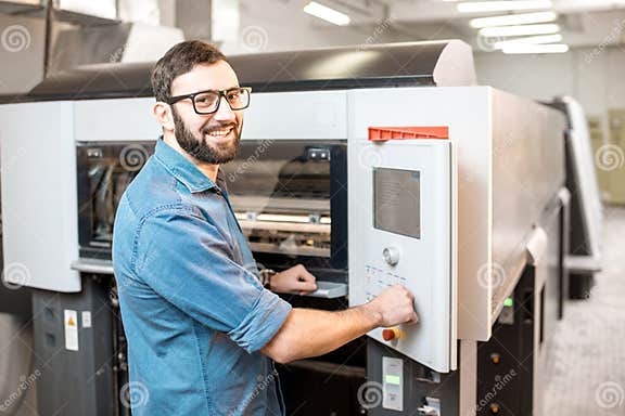 Printing Operator Working at the Manufacturing Stock Image - Image of ...
