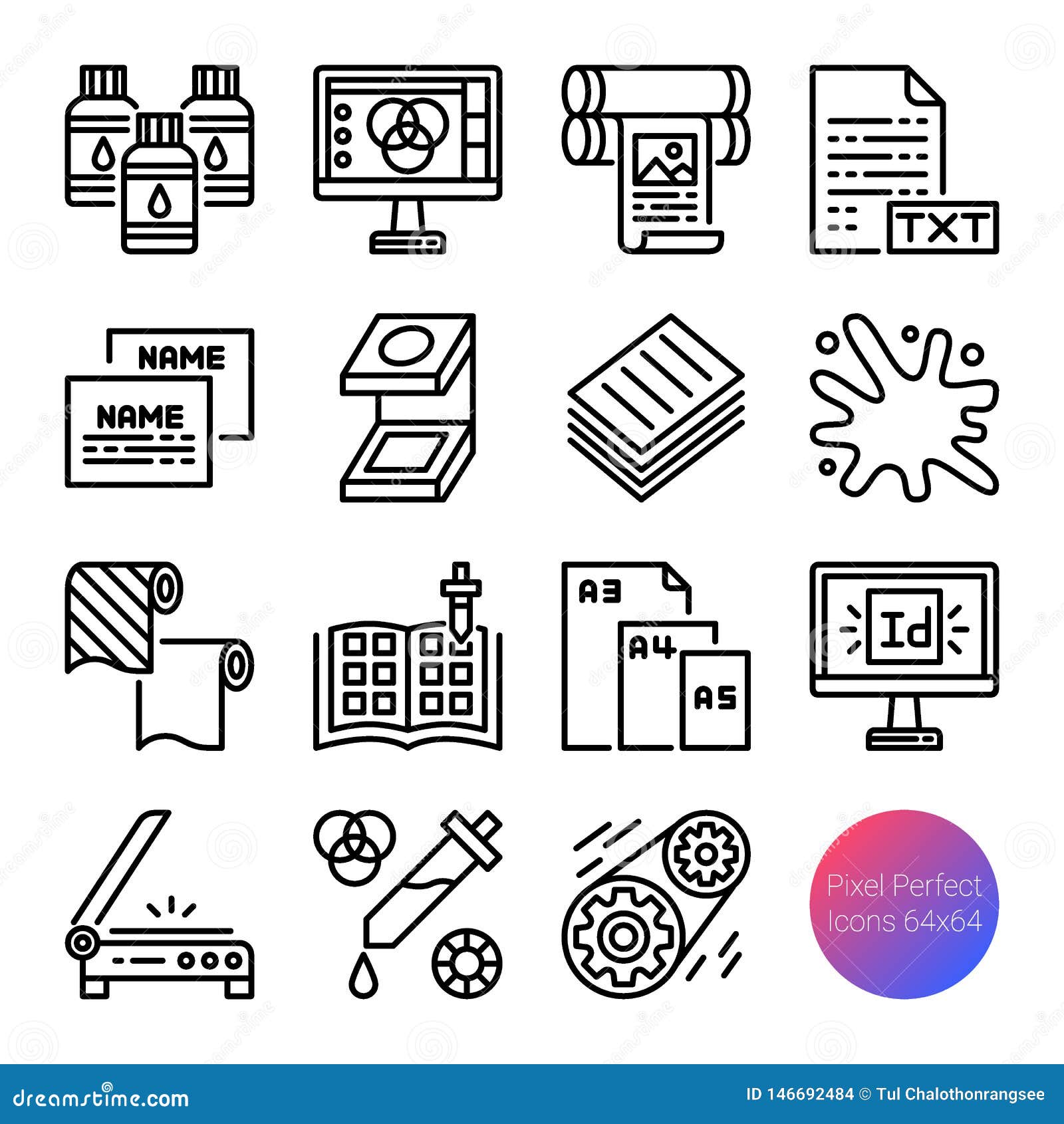 Printing outline icons stock vector. Illustration of press - 146692484