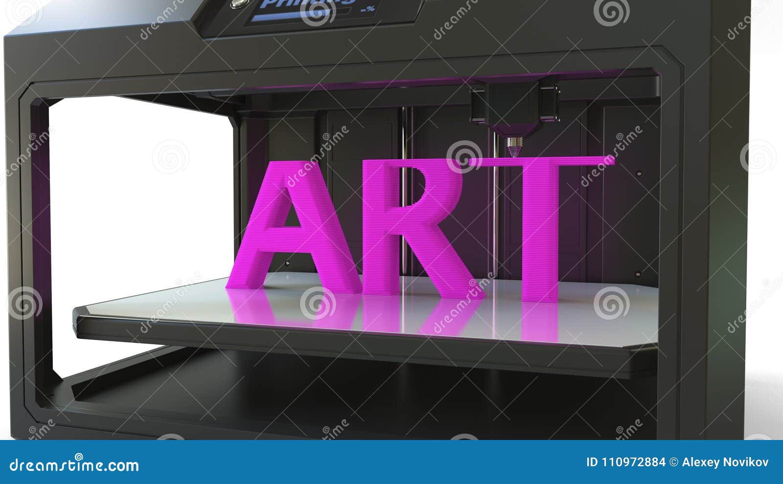 Printing Pink ART Text with a 3D Printer, 3D Rendering Stock ...