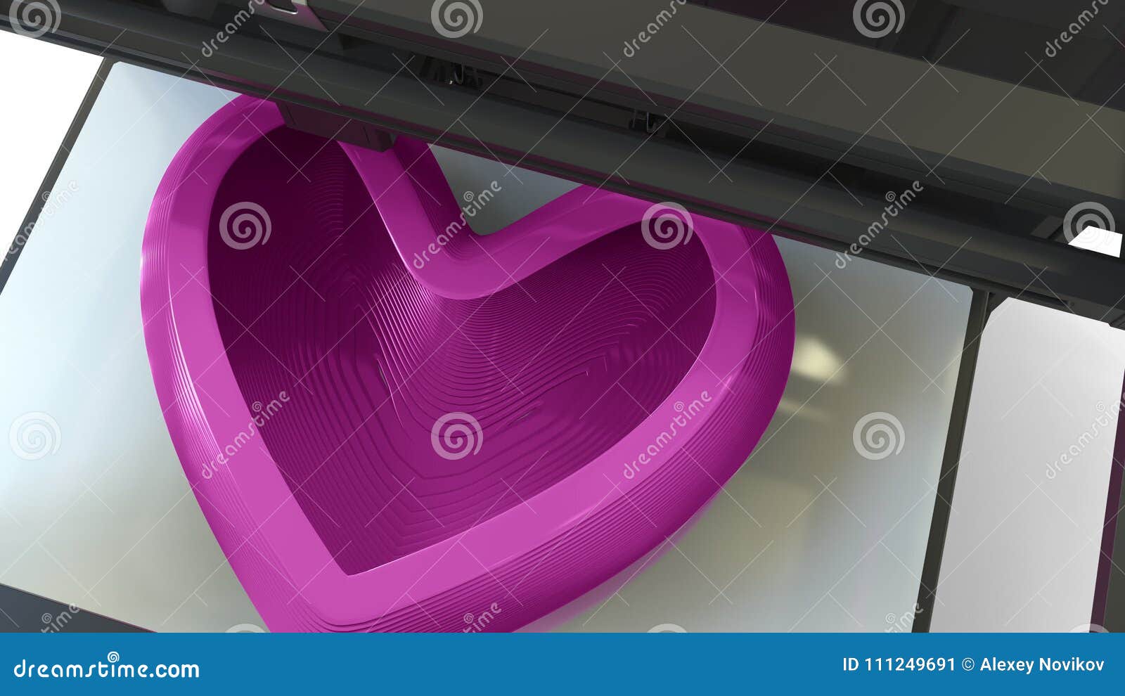 Printing Plastic Pink Heart Shape with a 3D Printer, 3D Rendering Stock ...