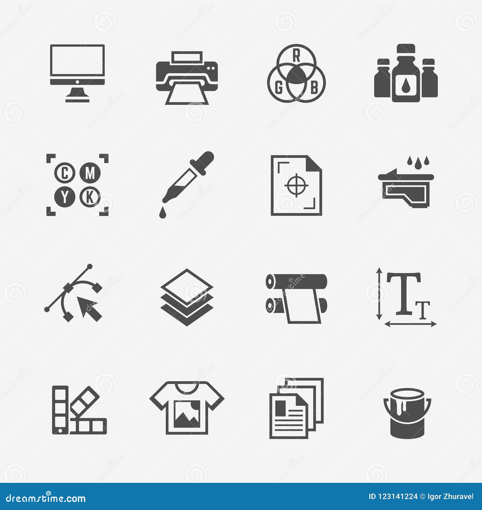 Printing Service Isolated Vector Black Icons | CartoonDealer.com #123141224