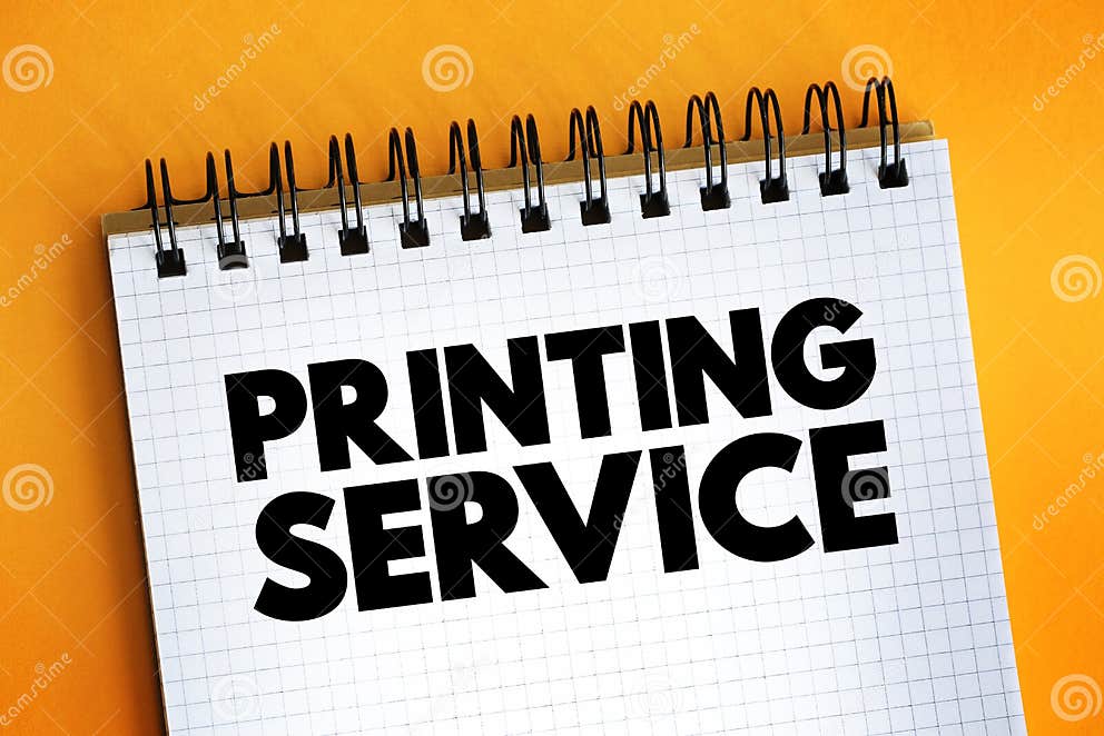 Printing Service Text on Notepad, Concept Background Stock Image ...