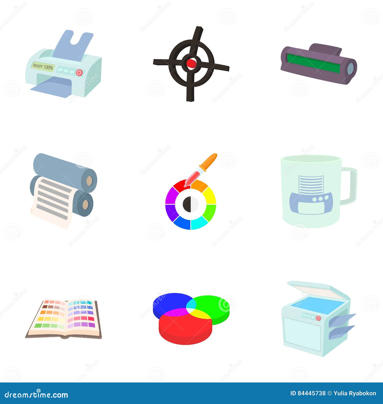Printing Services Icons Set, Cartoon Style Stock Vector - Illustration ...