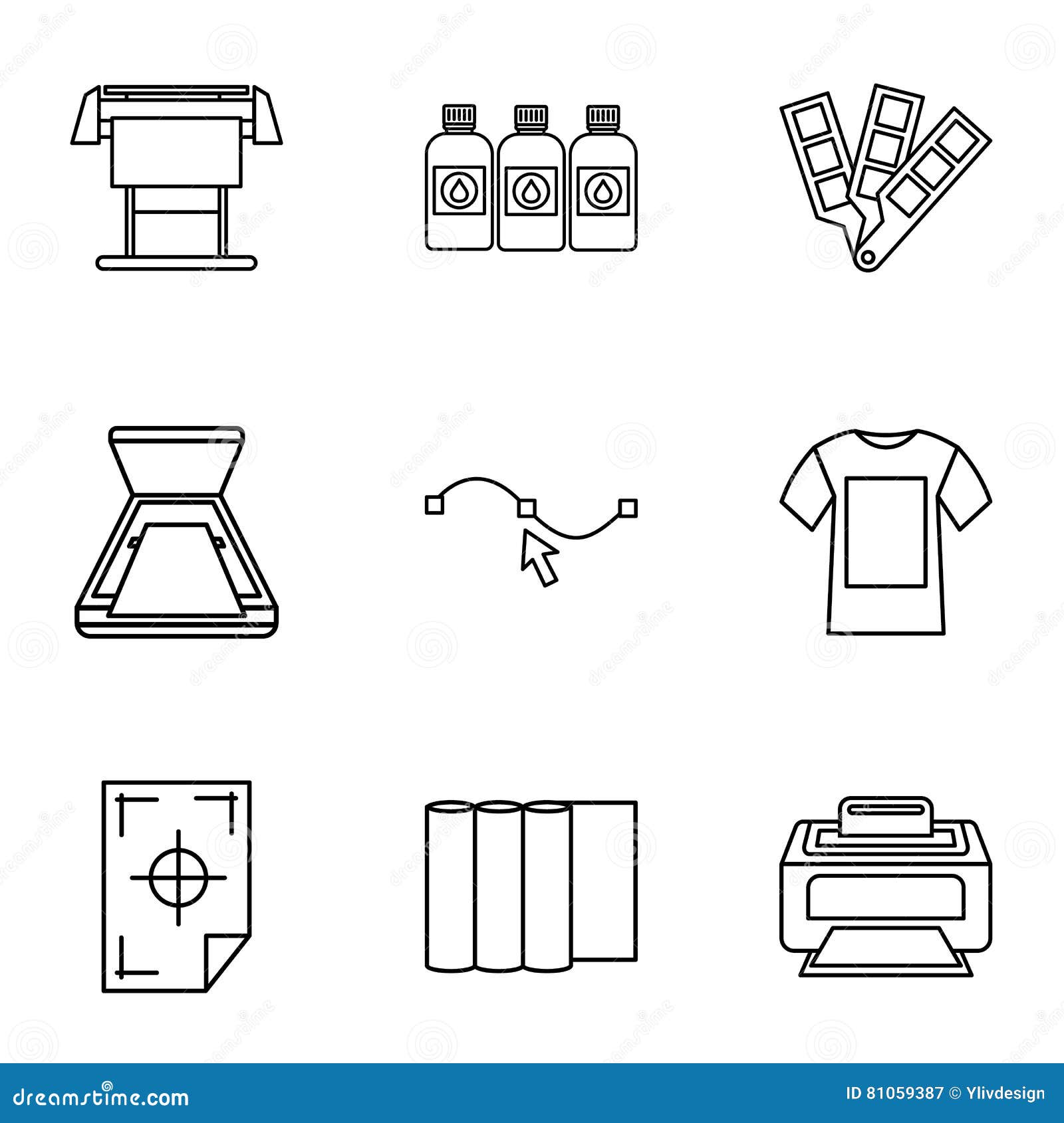 Printing Services Icons Set, Outline Style Stock Vector - Illustration ...