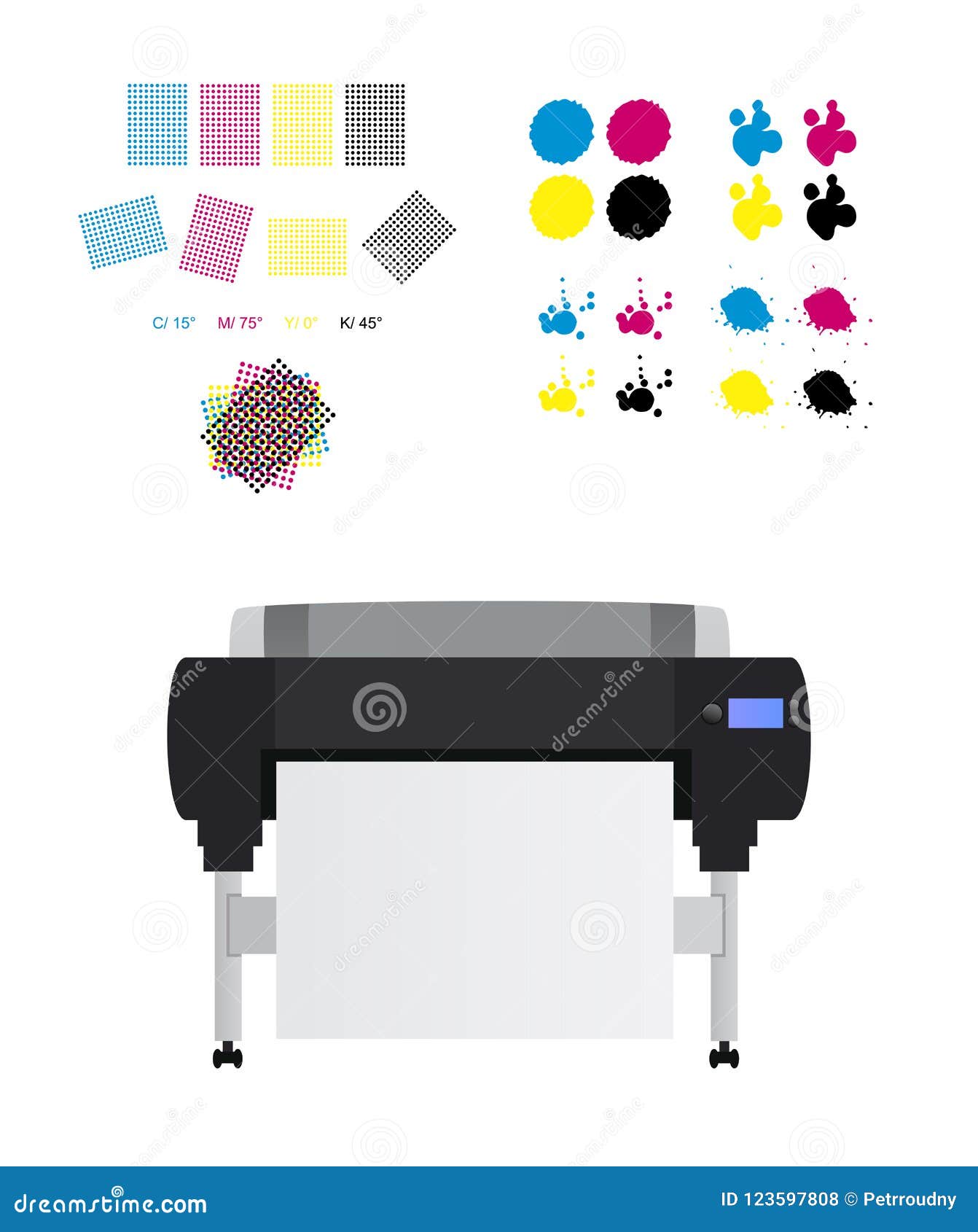 Plotter Printer With Printed Paper Flat Line Icon. Large,format ...