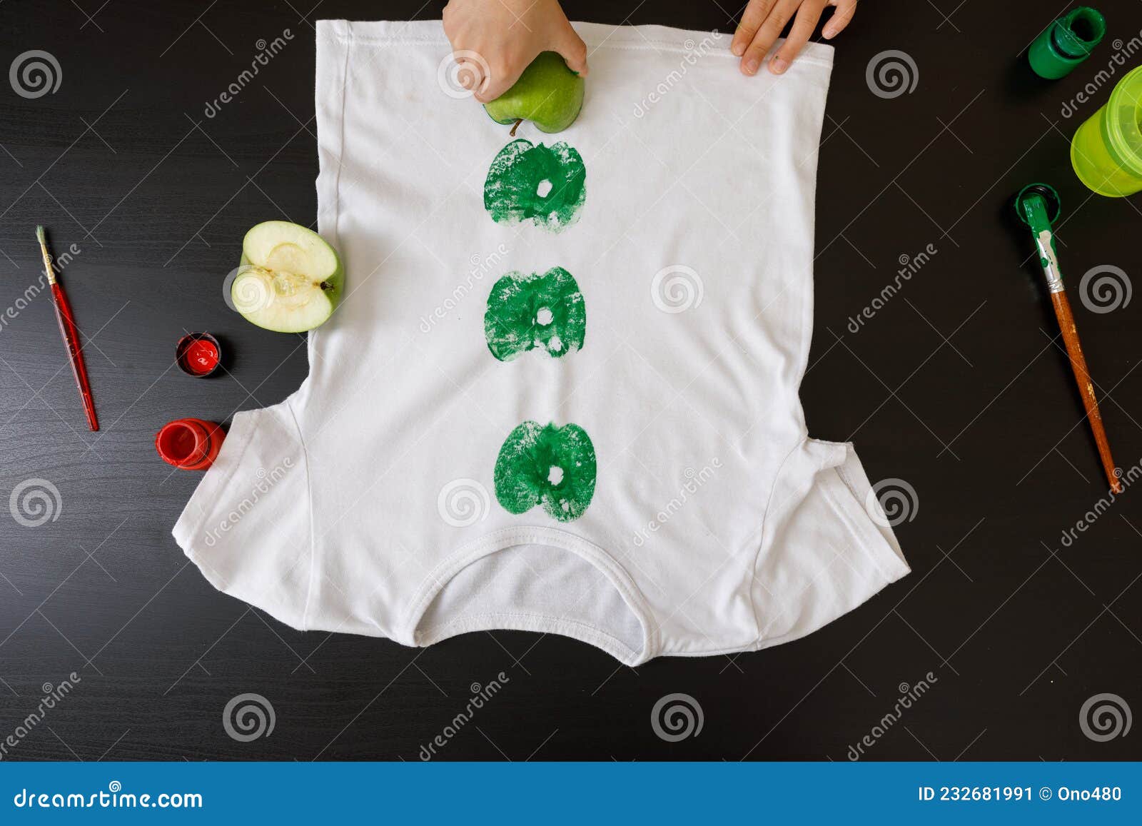 Printing of Stamps. Handmade with an Exclusive Print on Clothes. Step ...