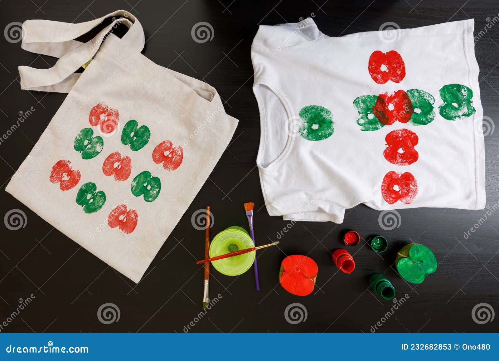 Printing of Stamps. Handmade with an Exclusive Print on Clothes. Step ...