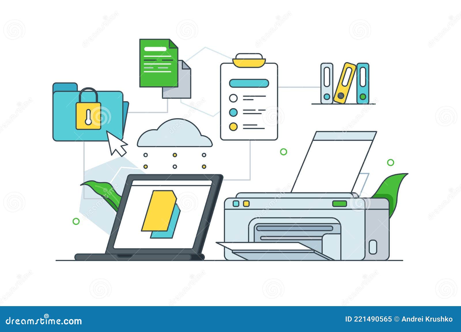 Printing and Storing Physical Documents Stock Vector - Illustration of ...