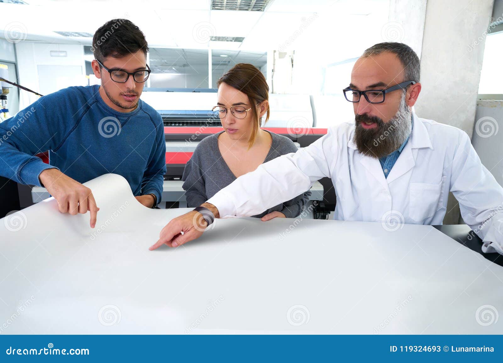 Printing Team at Industry Plotter Printer Stock Image - Image of color ...