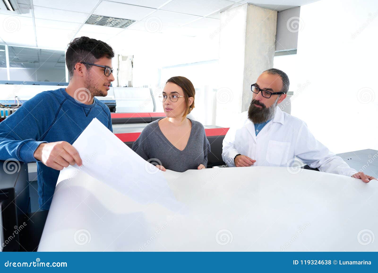 Printing Team at Industry Plotter Printer Stock Photo - Image of format ...