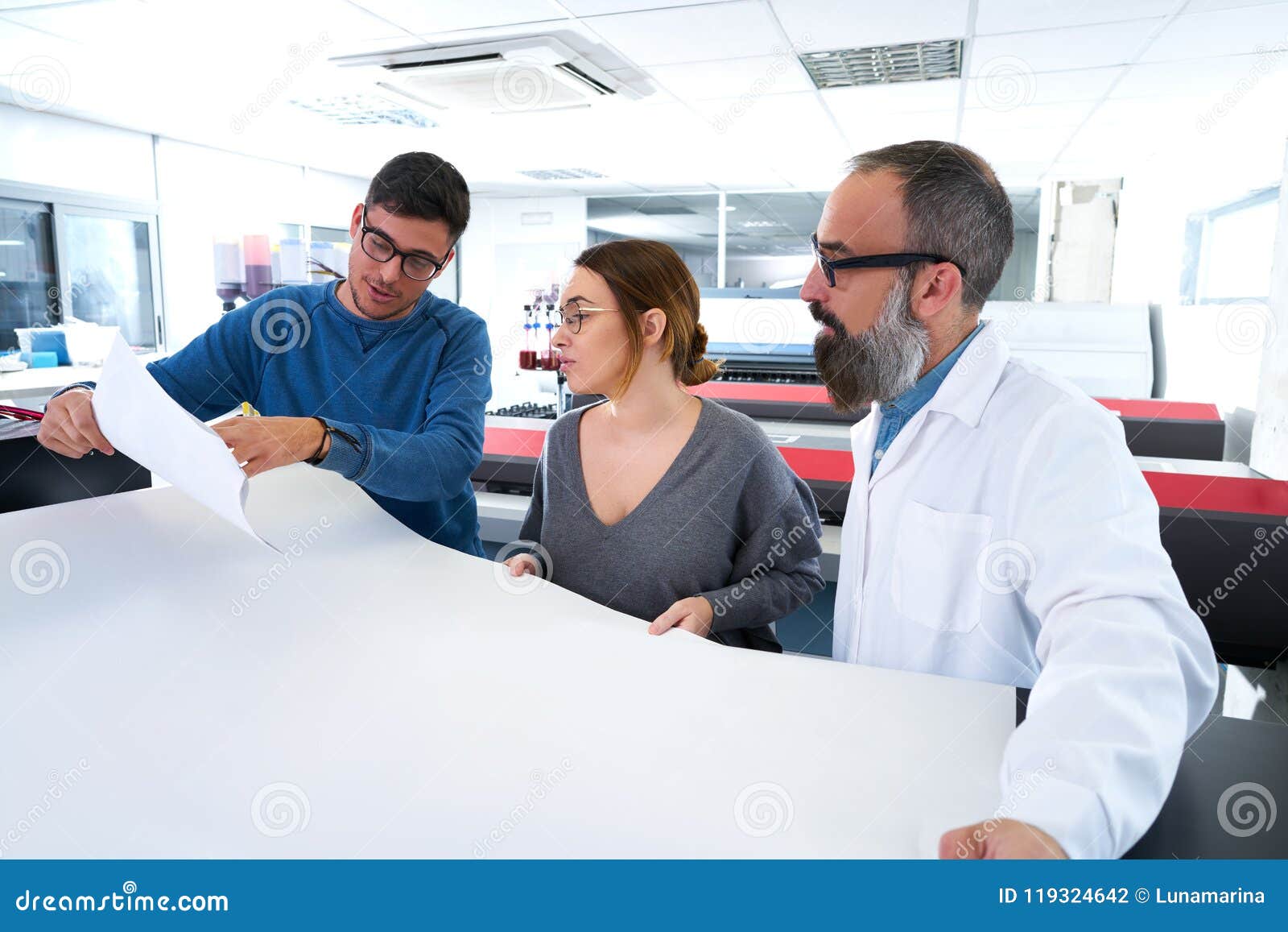 Printing Team at Industry Plotter Printer Stock Photo - Image of ...