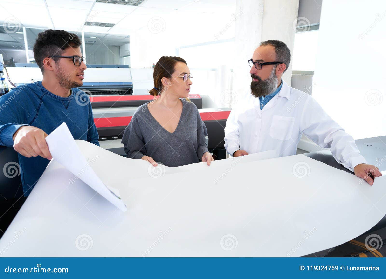 Printing Team at Industry Plotter Printer Stock Image - Image of color ...