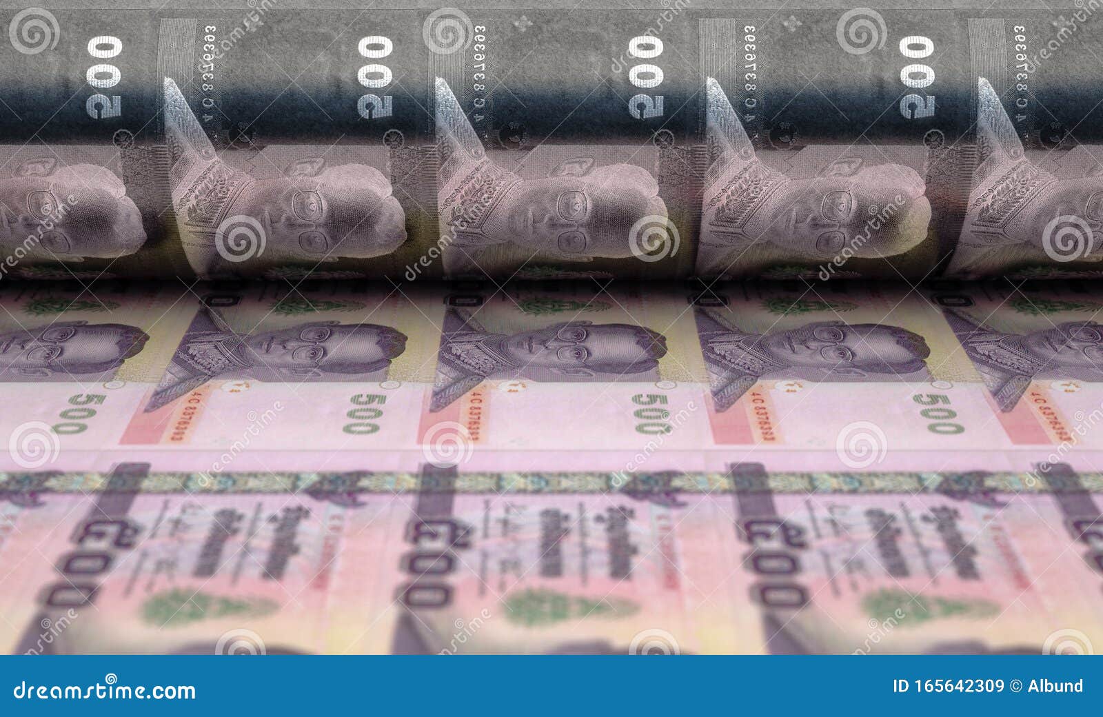 Printing Thailand Bhat Notes Stock Image - Image of denomination ...