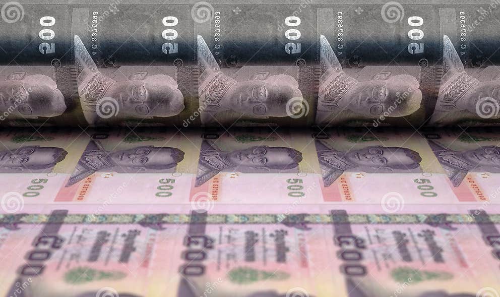 Printing Thailand Bhat Notes Stock Image - Image of denomination ...