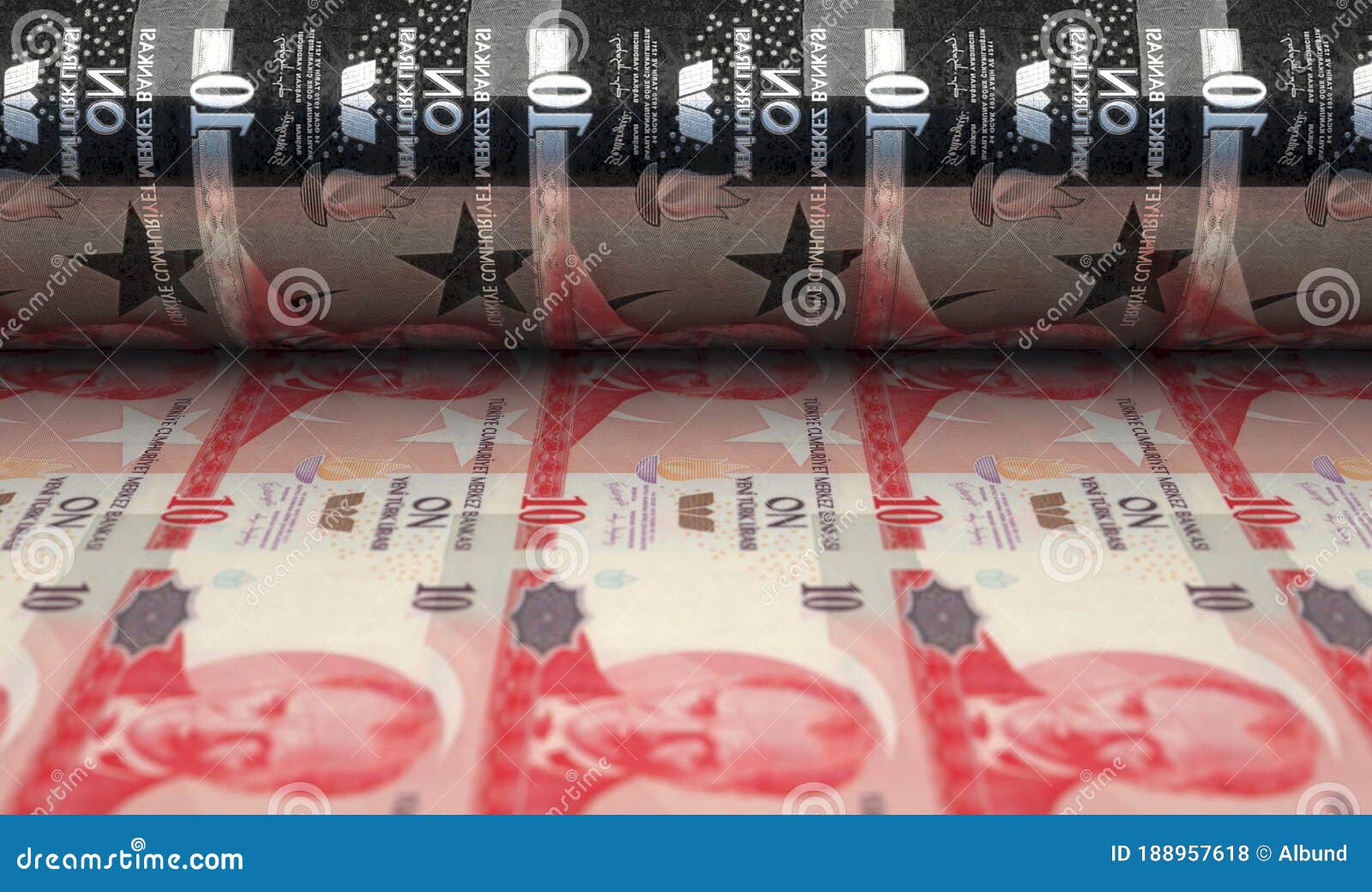 Printing Turkish Lira Notes Stock Photo - Image of investment, bill ...