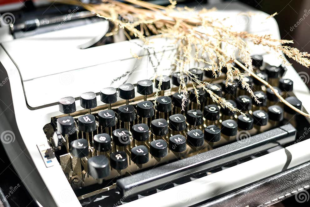 Printing Typewriter with Russian Letters Stock Photo - Image of message ...