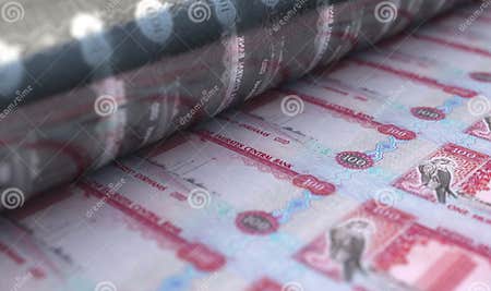 Printing UAE Dirham Notes stock illustration. Illustration of finance ...