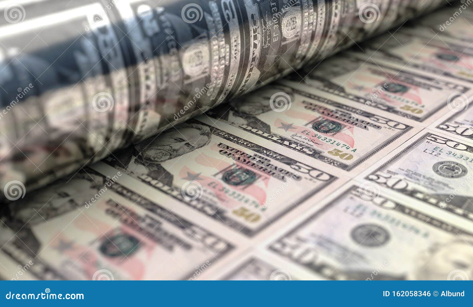 Printing US Dollar Notes stock illustration. Illustration of concept ...
