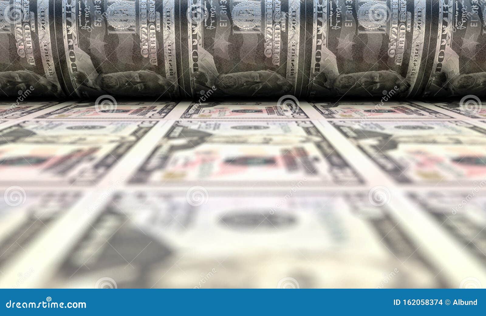 Printing US Dollar Notes stock illustration. Illustration of plate ...
