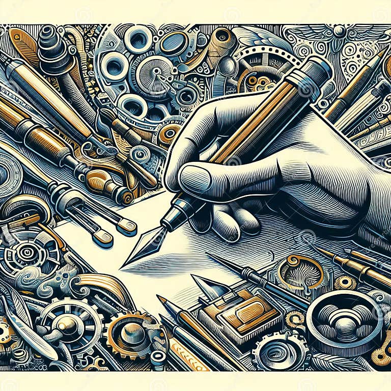 Printmaking Artwork a Traditional Art Form that Involves Crea Stock ...